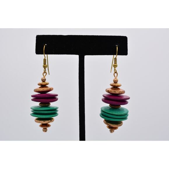 Unbranded | Jewelry | Vintage Dangle Earrings Purple Turquoise Disc ...